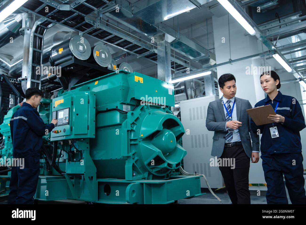 Technical personnel with leadership in the factory inspection Stock ...