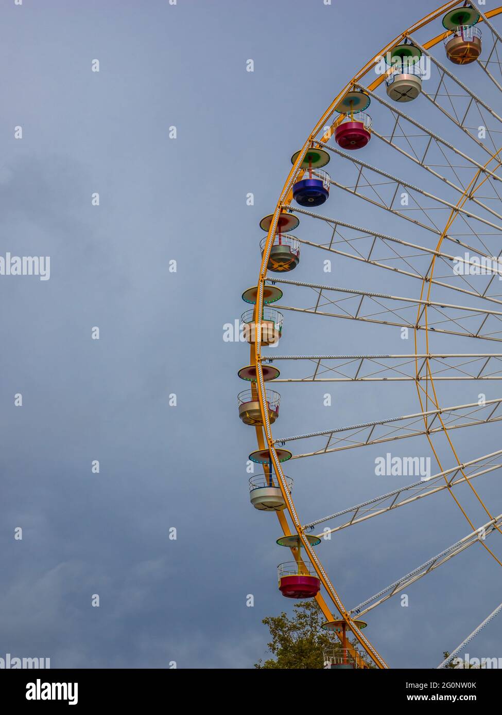 Big ferris wheel detail. Retro look Ferris wheel in amusement park ...