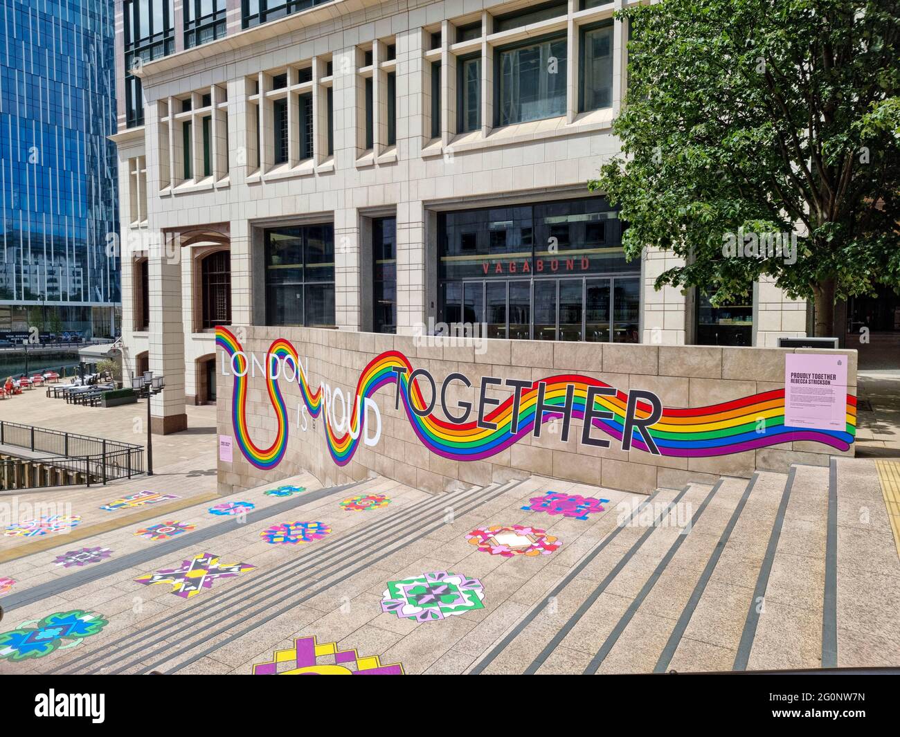 A staircases with the artwork by Rebecca Strickson titled ‘Proudly ...