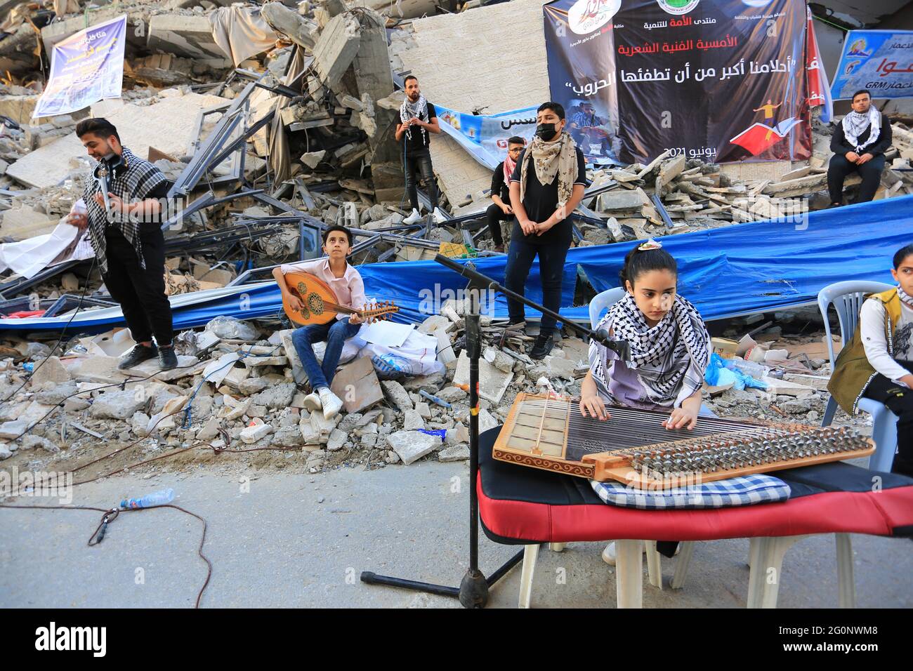 Gaza city, The Gaza Strip, Palestine. 2nd June, 2021. Palestinian music ...