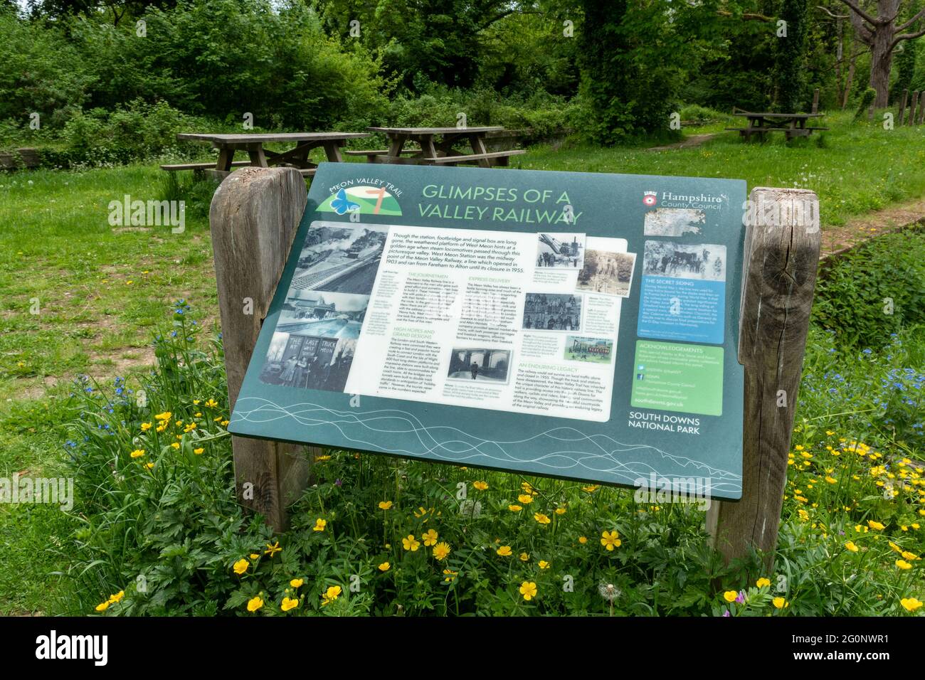 Information board about the Meon Valley Railway and Trail near West ...