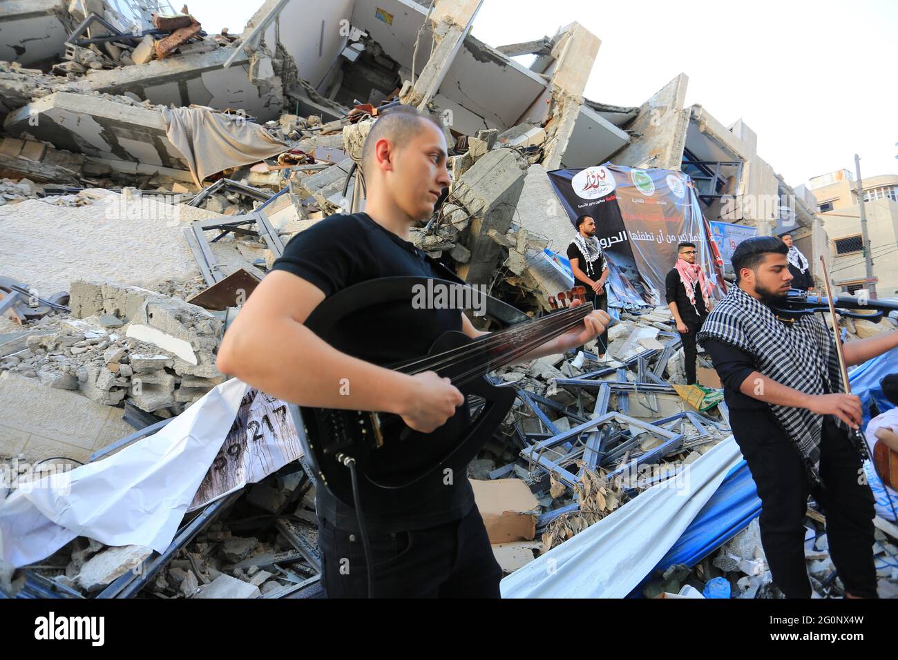 Gaza city, The Gaza Strip, Palestine. 2nd June, 2021. Palestinian music ...