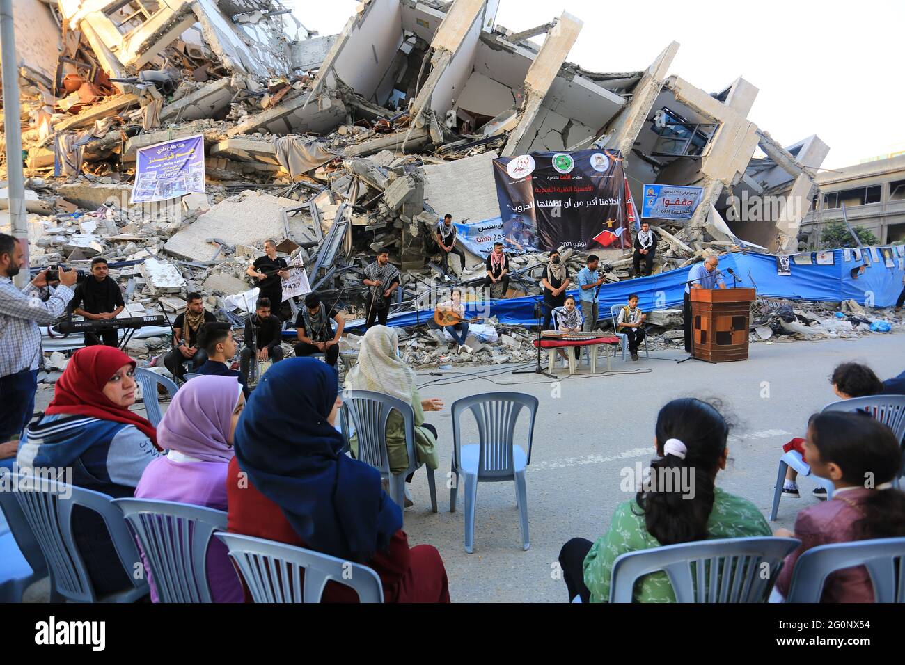 Gaza city, The Gaza Strip, Palestine. 2nd June, 2021. Palestinian music ...