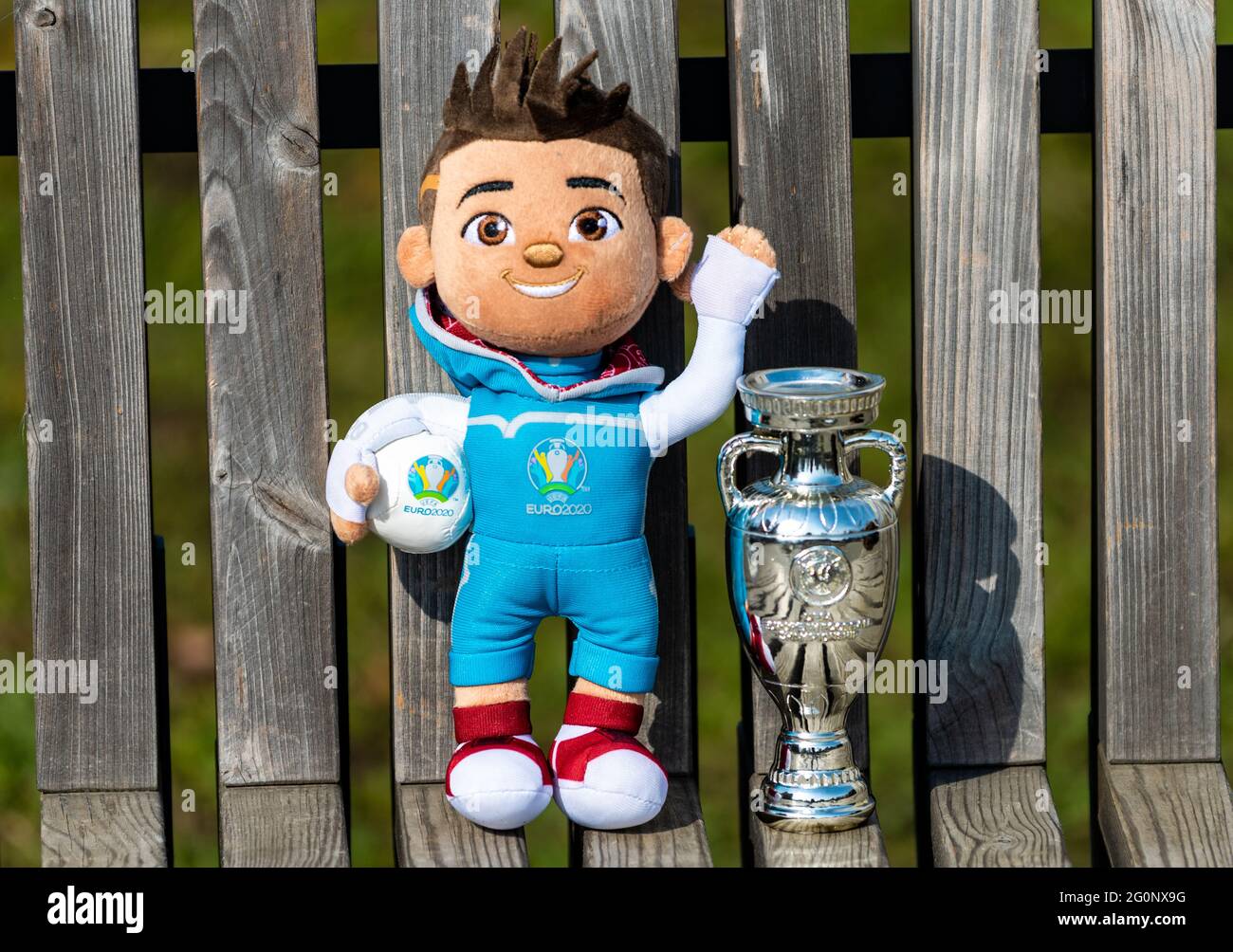 April 22, 2021 Moscow, Russia. The mascot of the UEFA European football ...