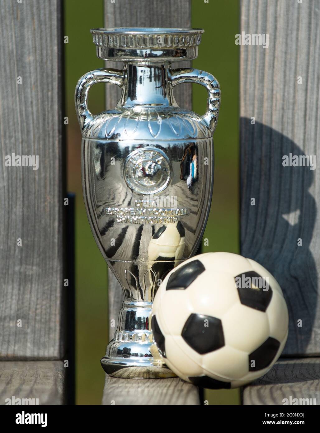 April 22, 2021 Moscow, Russia. Trophy of the European Football ...