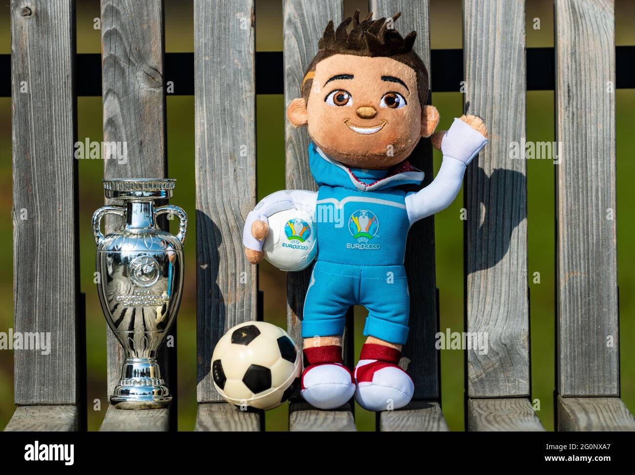 April 22, 2021 Moscow, Russia. The mascot of the UEFA European football ...