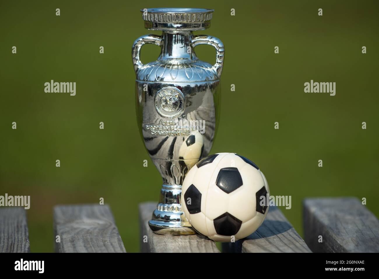 April 22, 2021 Moscow, Russia. Trophy of the European Football ...