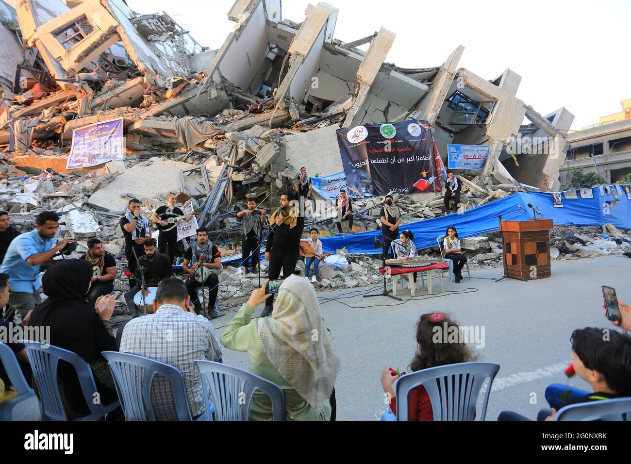 Gaza city, The Gaza Strip, Palestine. 2nd June, 2021. Palestinian music ...