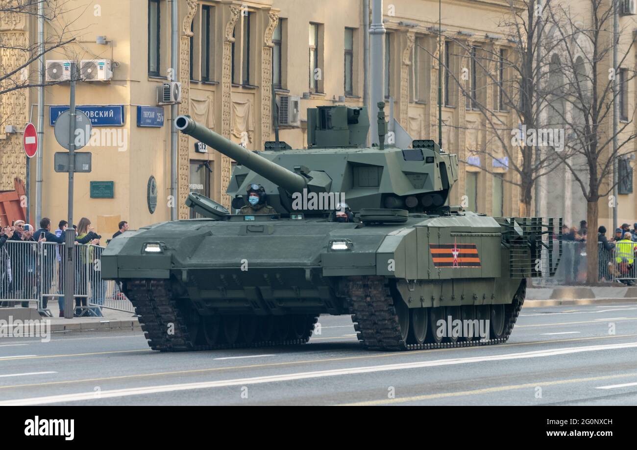 April 30, 2021 Moscow, Russia. Promising Russian T-14 Armata Main Tank ...