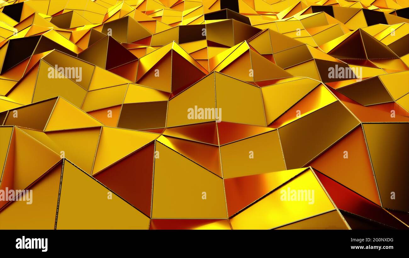 Geometric 3d render crystals from shiny triangular shapes. Digital ...