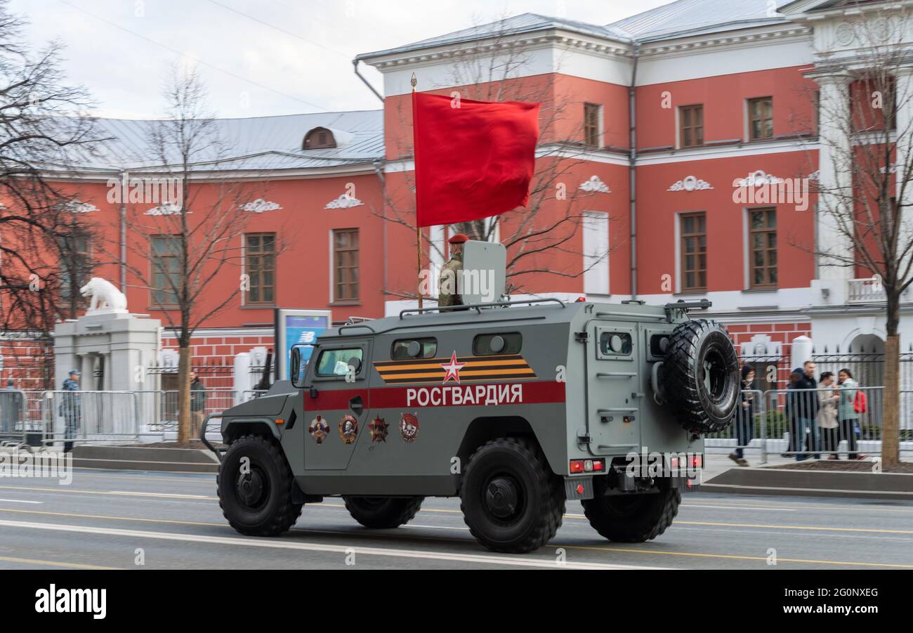 April 30, 2021 Moscow, Russia. Tiger armored car of the Russian ...