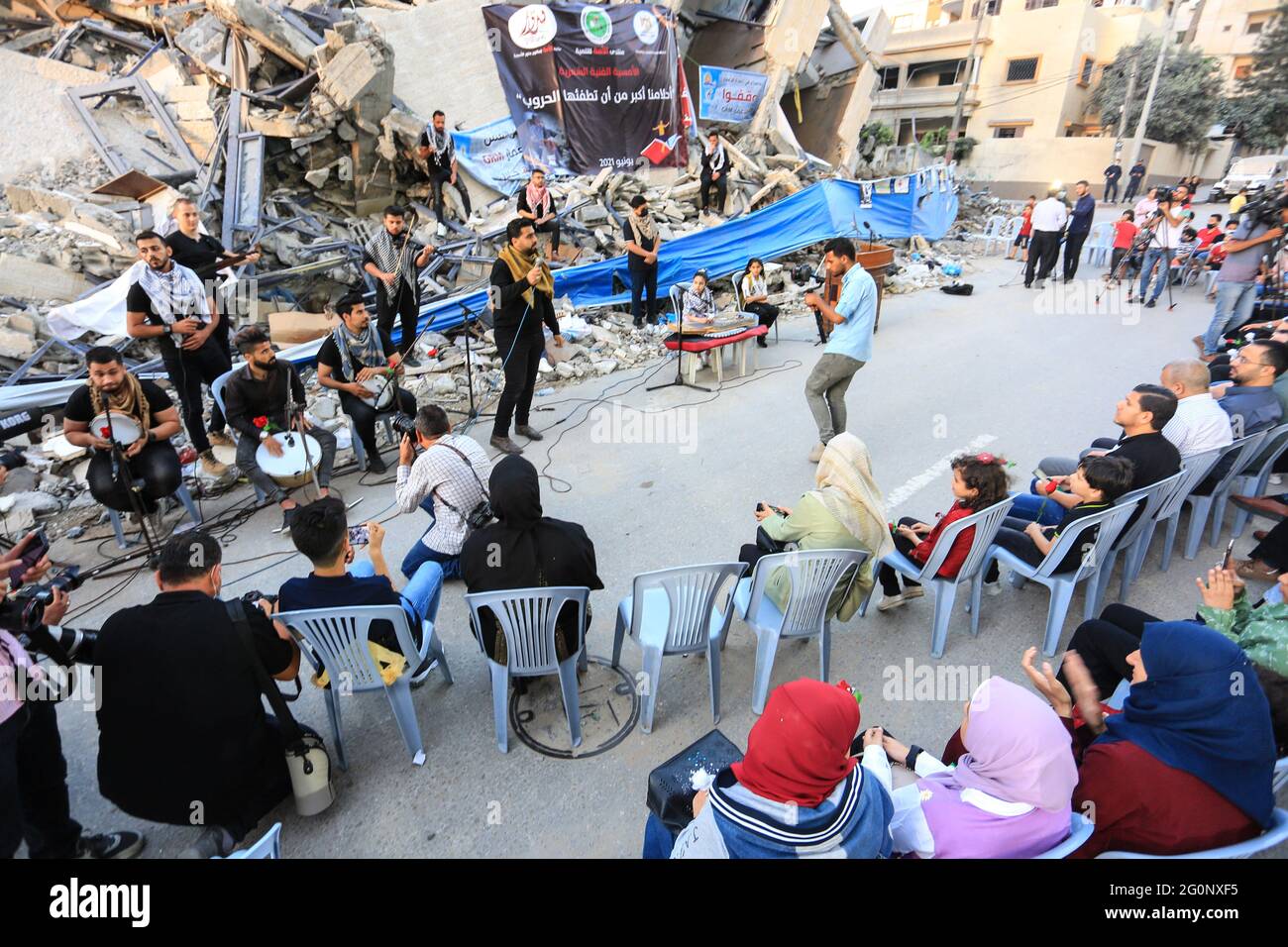 Gaza city, The Gaza Strip, Palestine. 2nd June, 2021. Palestinian music ...