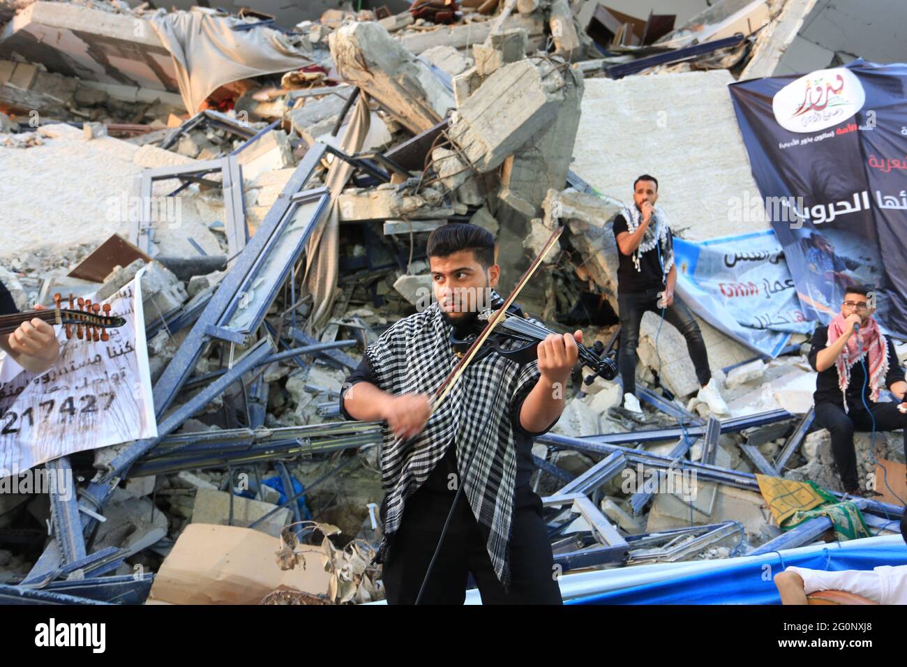 Gaza city, The Gaza Strip, Palestine. 2nd June, 2021. Palestinian music ...