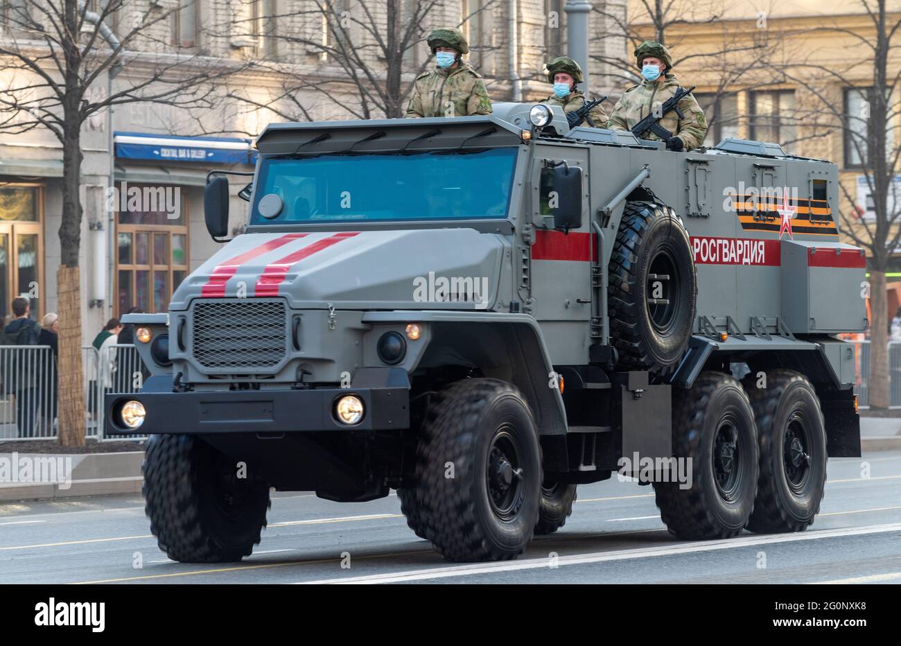 April 30, 2021 Moscow, Russia. Ural Armored car of the Russian National ...