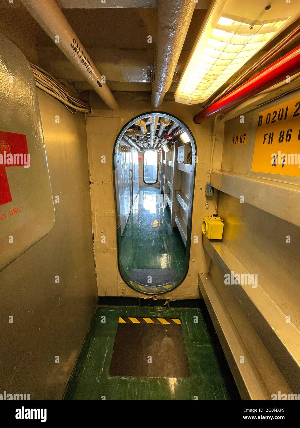 Passageways inside the USS Midway aircraft carrier museum in San Diego ...