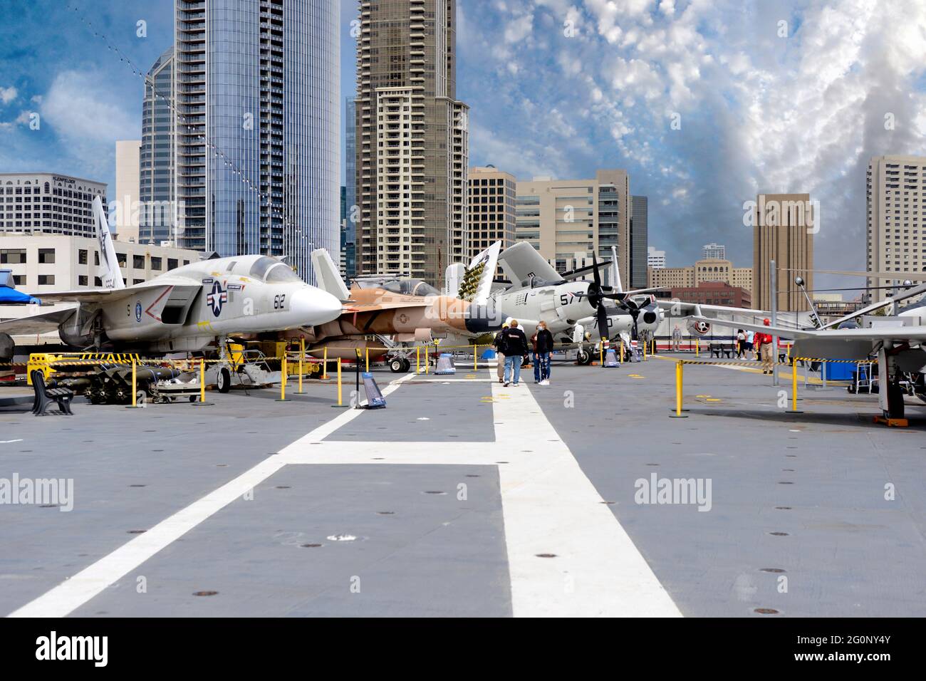 Historic aircraft displayed on the Flight Deck on the USS Midway ...