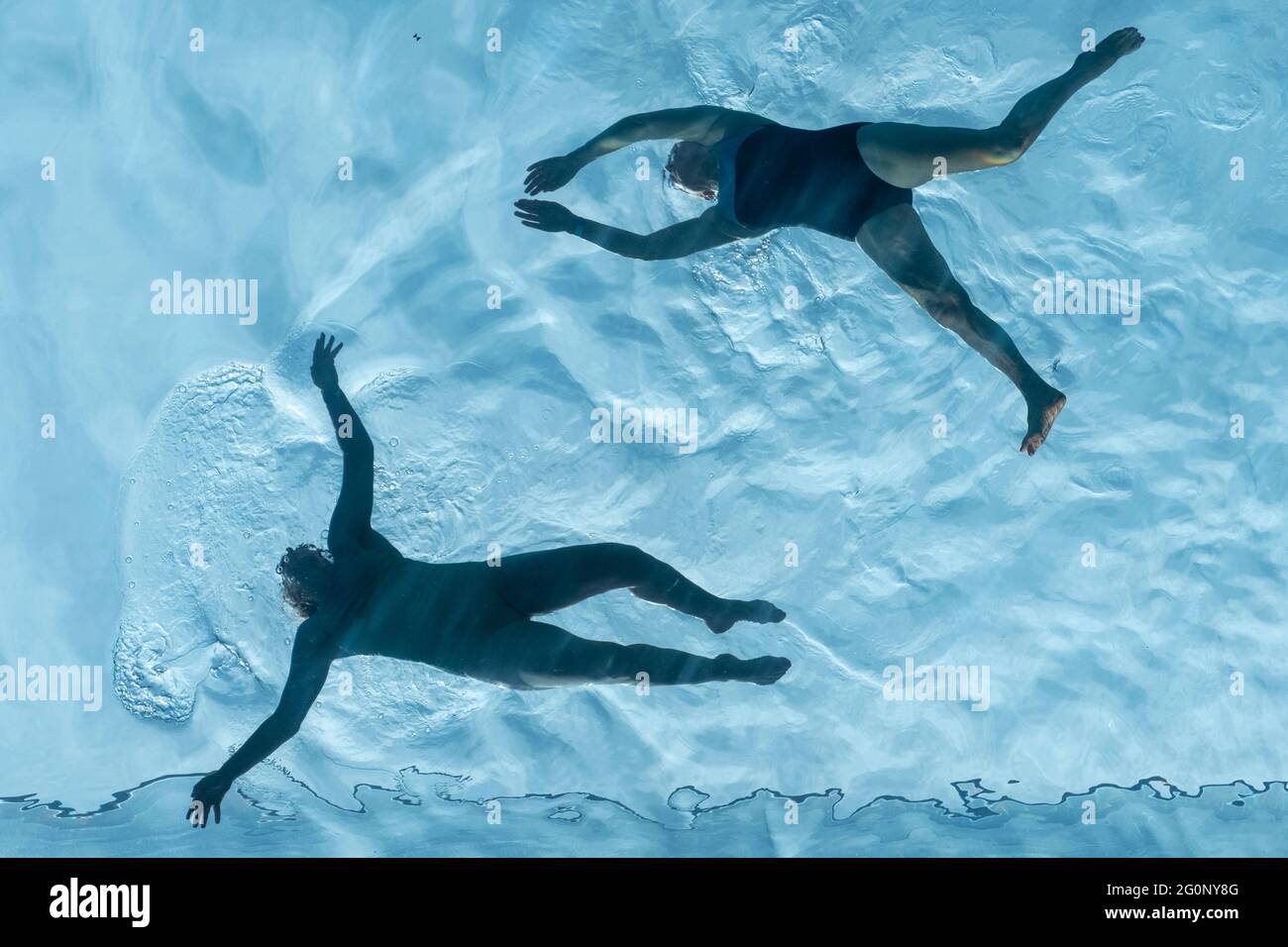 Swimmers use Sky Pool first floating Swimming Pool, London, United ...