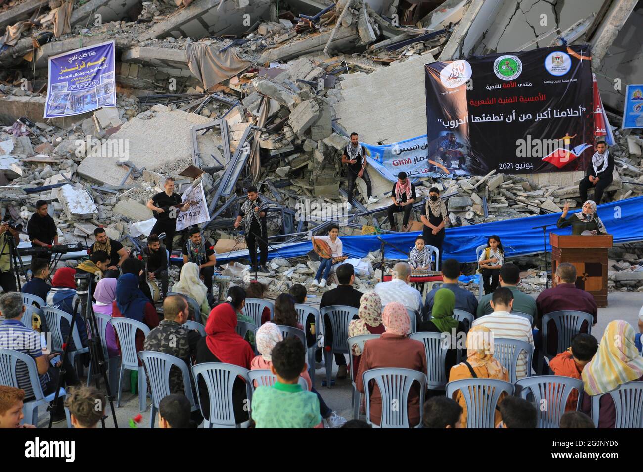 Gaza city, The Gaza Strip, Palestine. 2nd June, 2021. Palestinian music ...