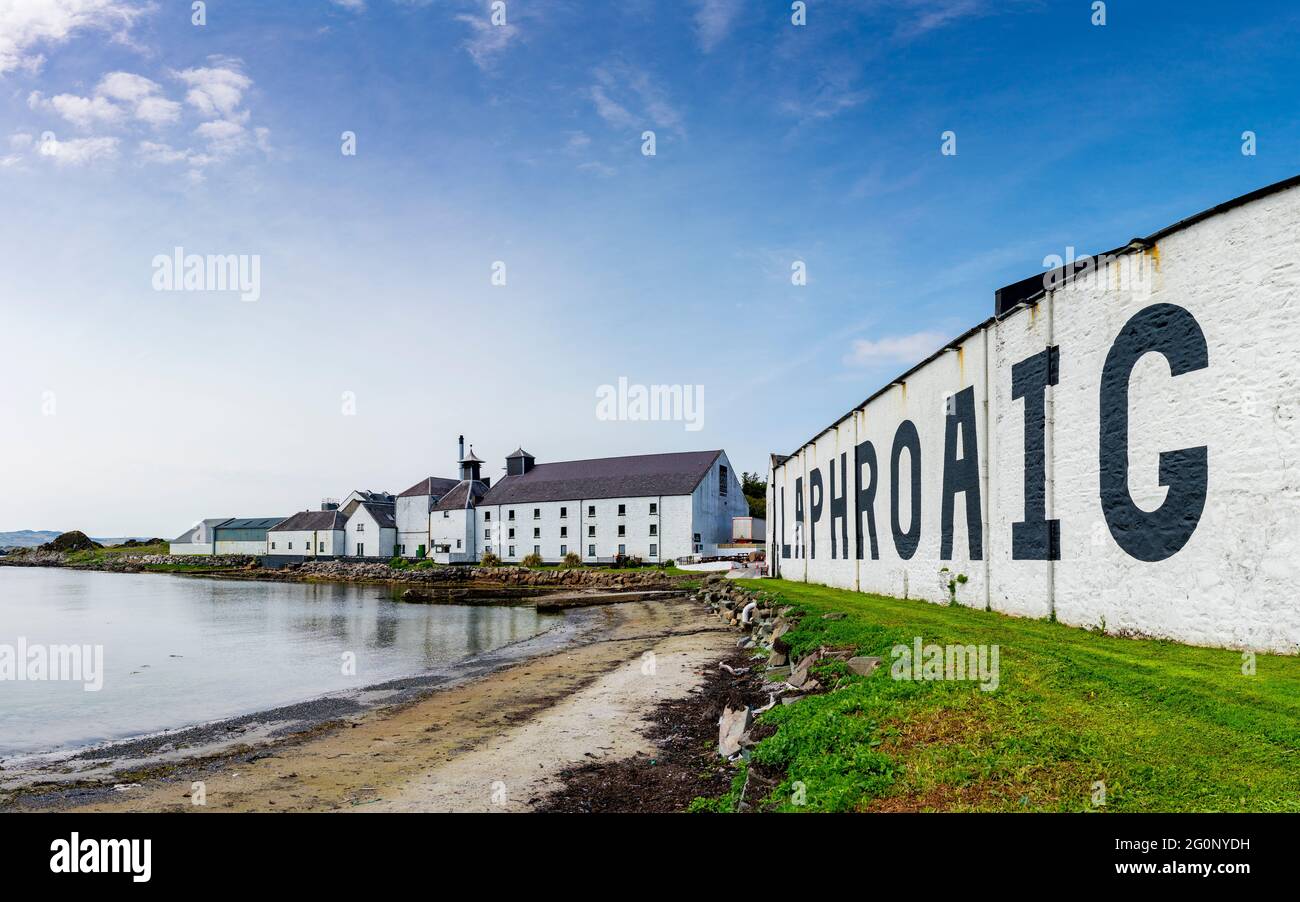 Exterior view of Laphroaig scotch whisky distillery at Kildalton on ...