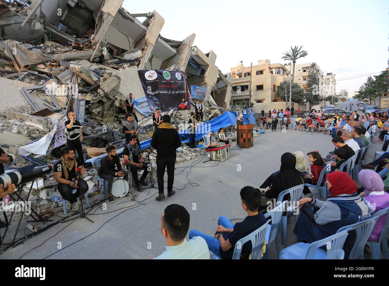 Gaza city, The Gaza Strip, Palestine. 2nd June, 2021. Palestinian music ...