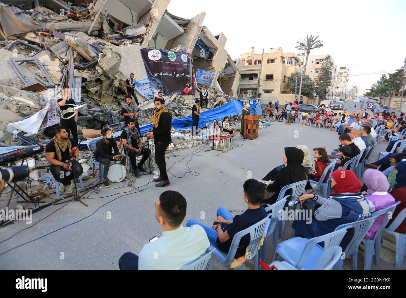 Gaza city, The Gaza Strip, Palestine. 2nd June, 2021. Palestinian music ...