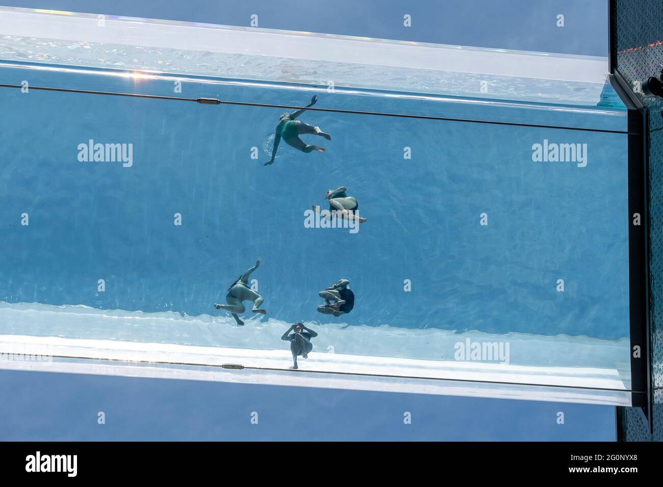 Swimmers use Sky Pool first floating Swimming Pool, London, United ...