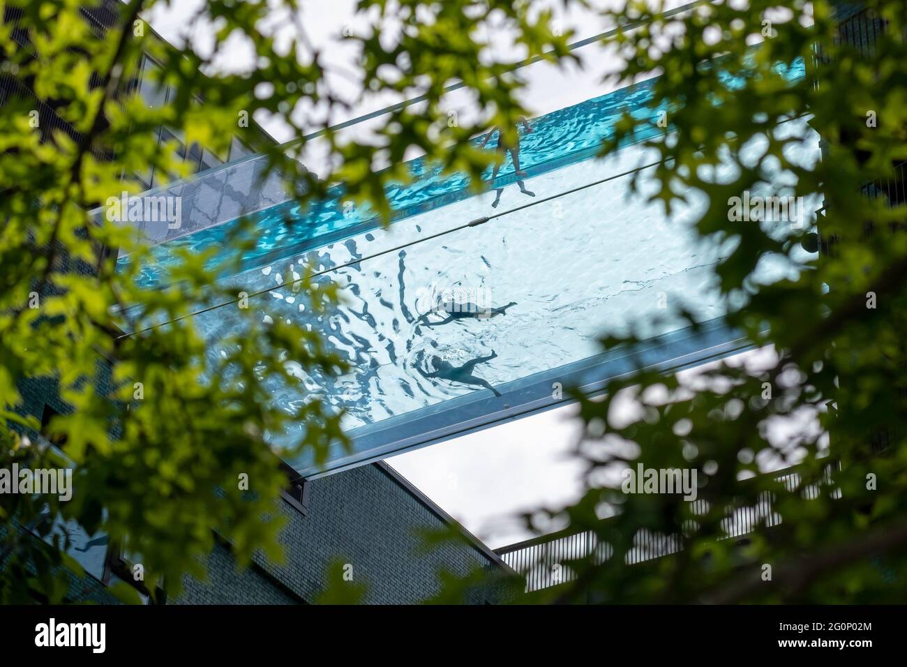 Swimmers use Sky Pool first floating Swimming Pool, London, United ...