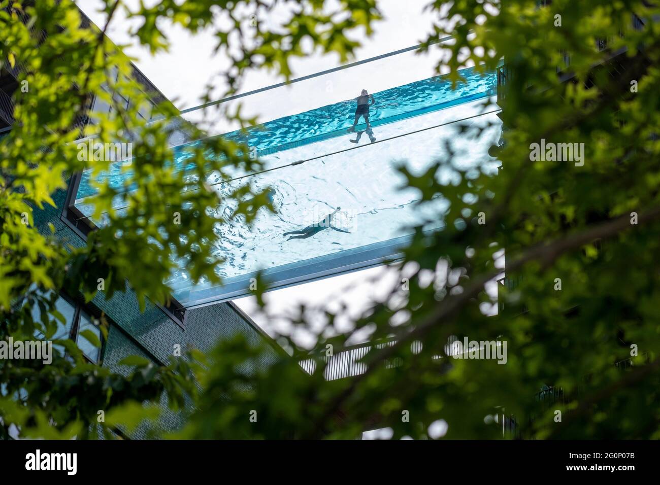 Swimmers use Sky Pool first floating Swimming Pool, London, United ...