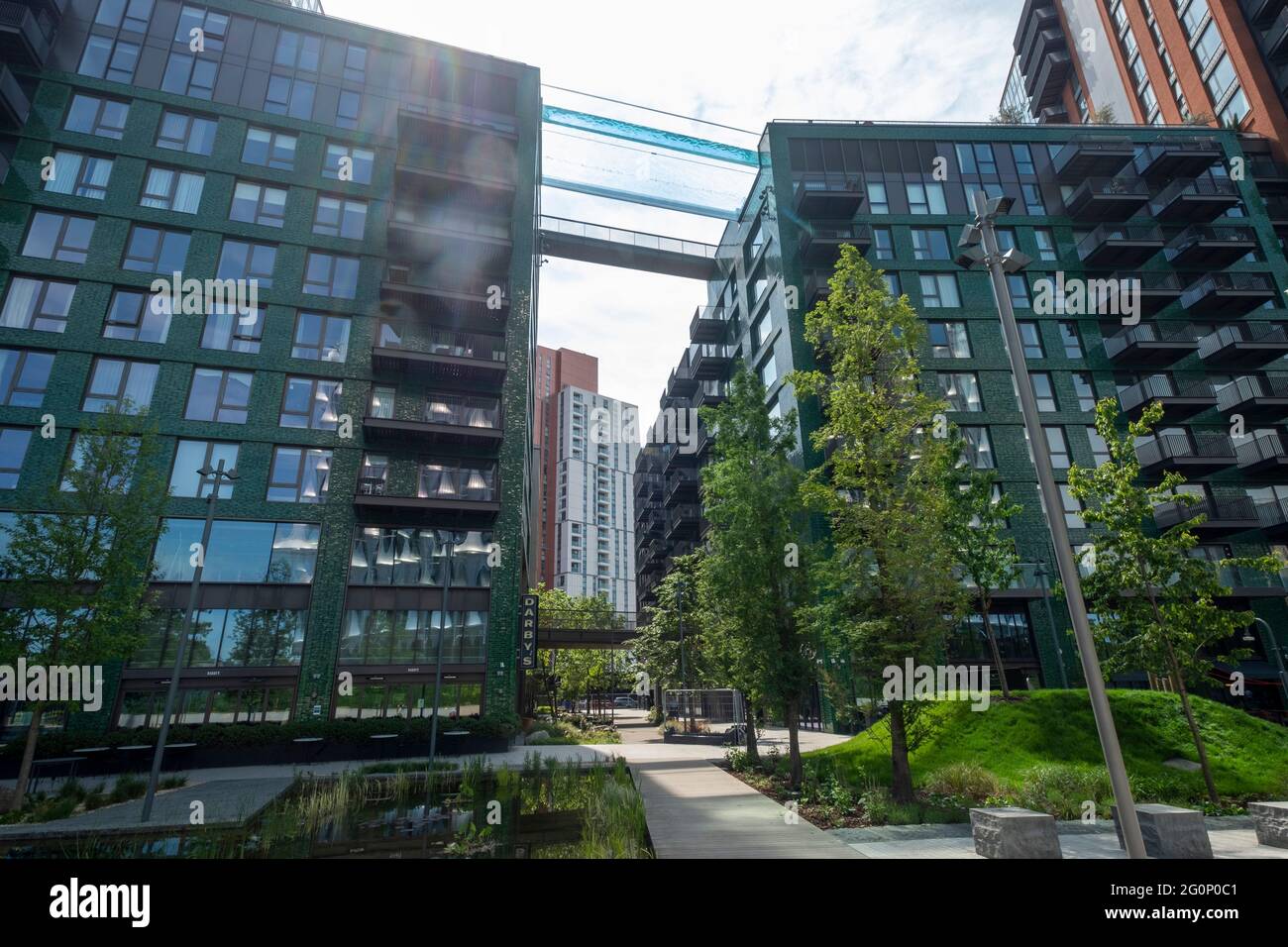 Swimmers use Sky Pool first floating Swimming Pool, London, United ...