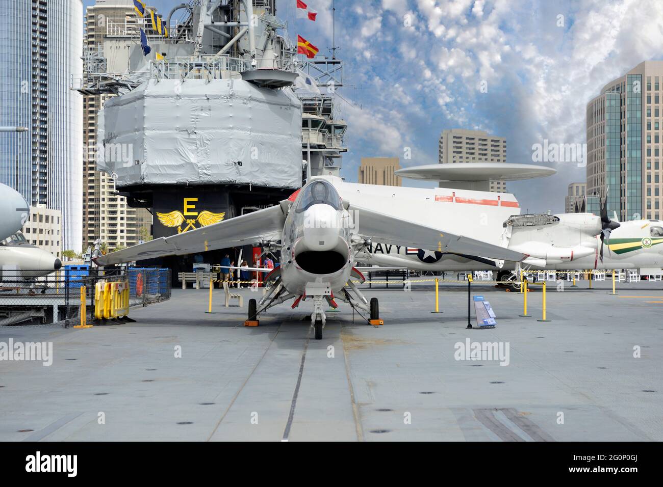 Historic aircraft displayed on the Flight Deck on the USS Midway ...