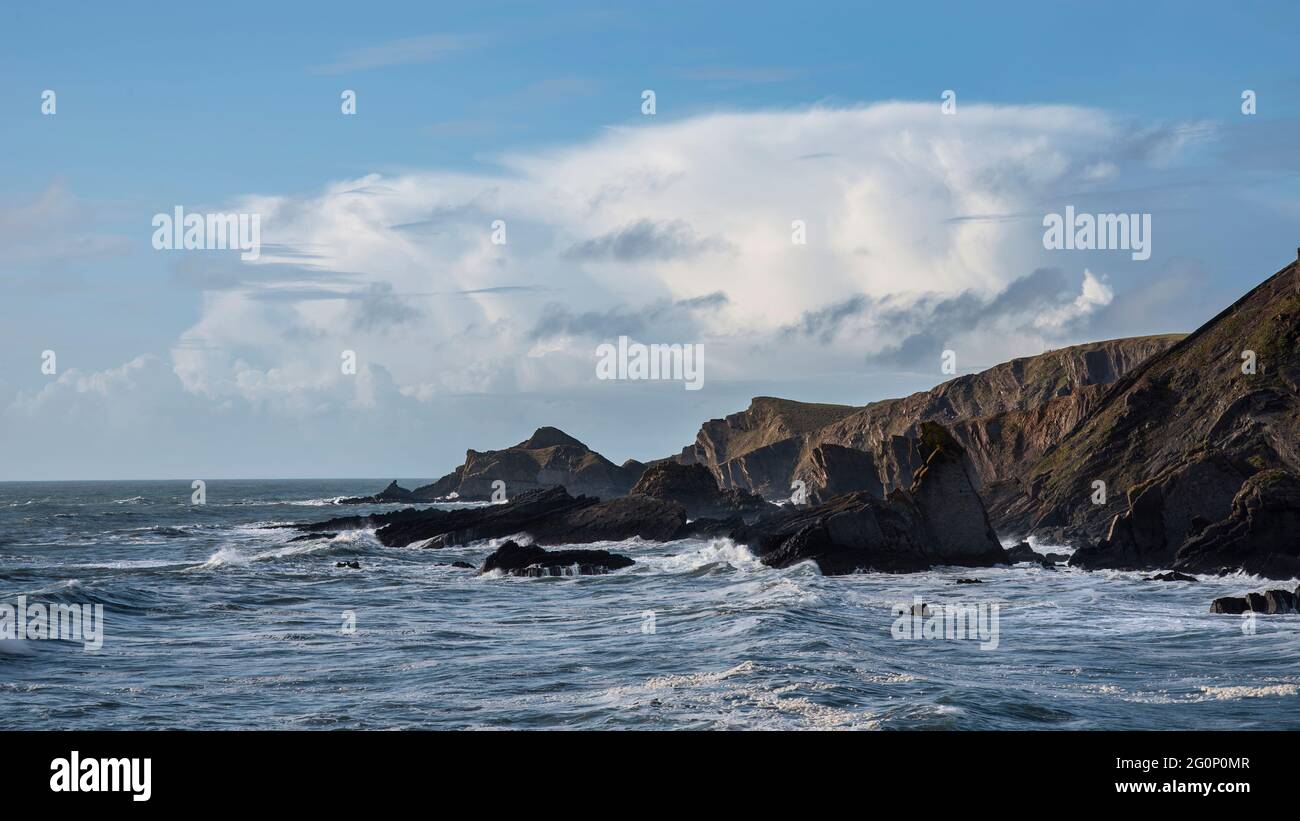 Beautiful landscape image of view from Hartland Quay in Devon England ...