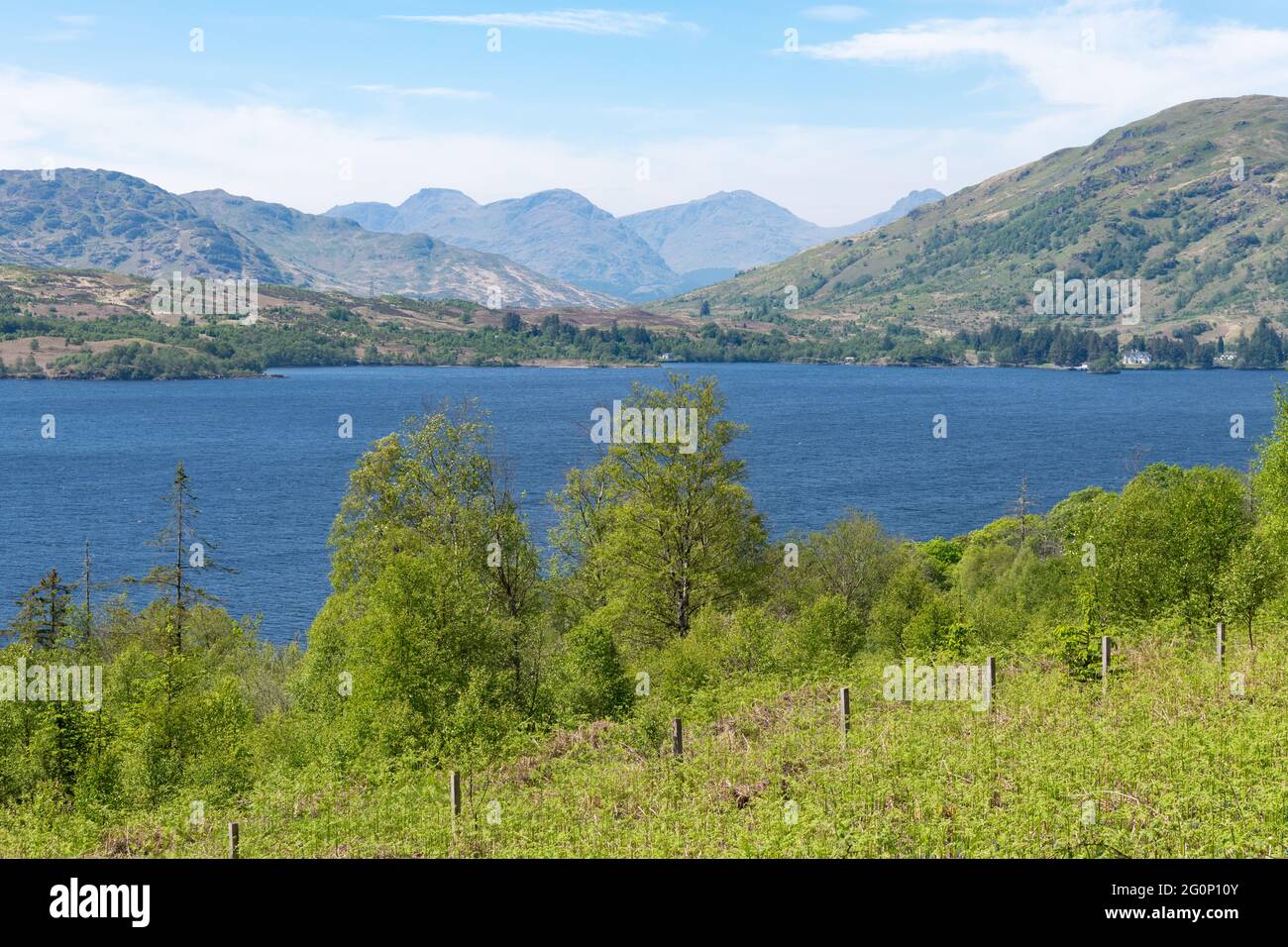 Arrochar Alps from Loch Katrine - from left to right Ben Cruachan ...
