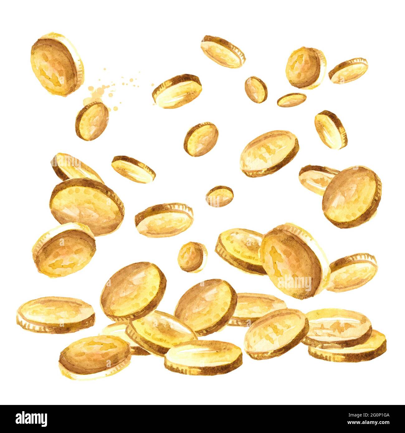 Falling gold coins, golden rain, falling money. Jackpot or success ...