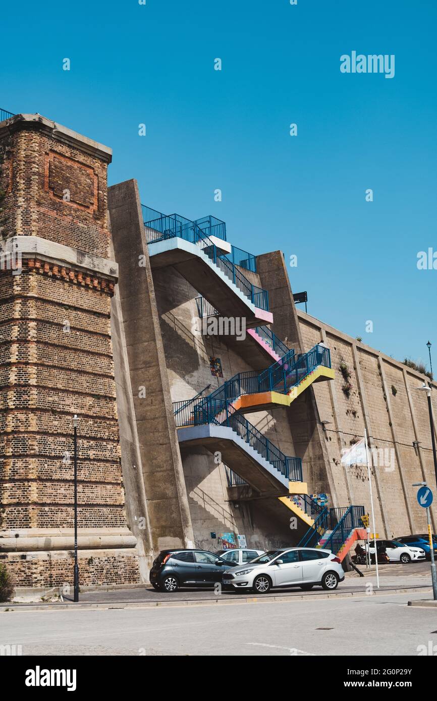 Ramsgate, Kent | UK - 2021.05.29: A colourful painted staircase on the ...