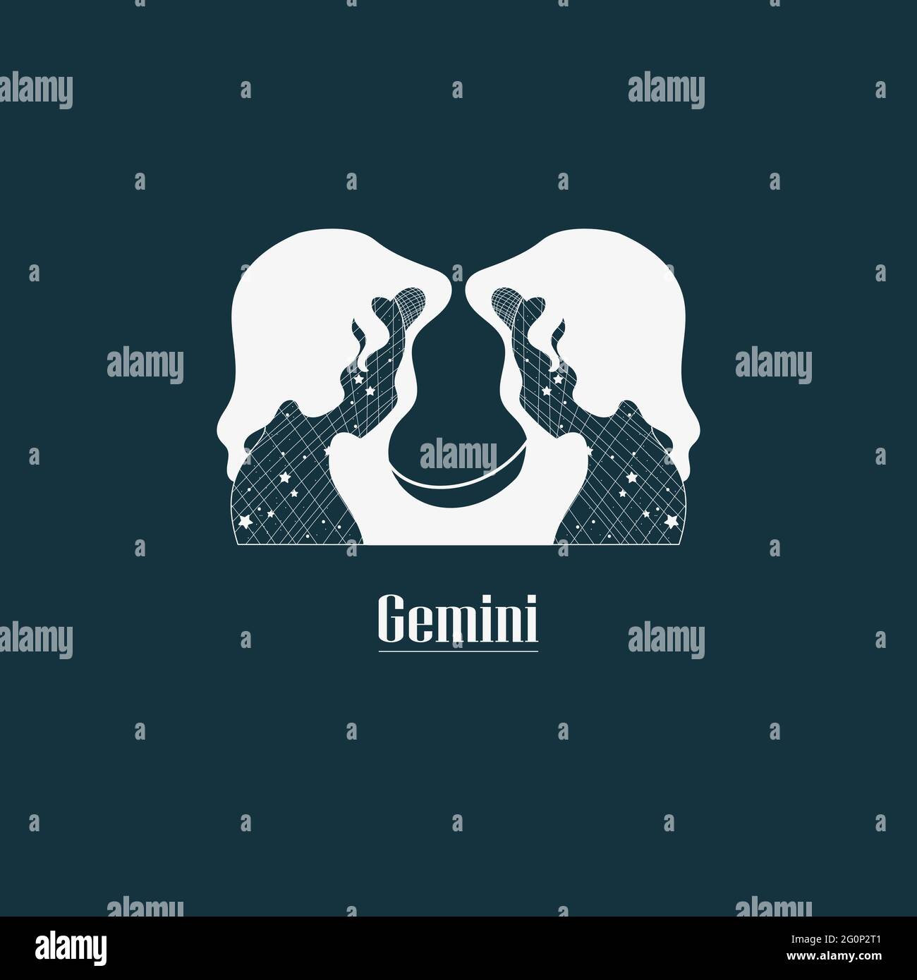 Gemini. Zodiac sign design. Zodiac design with star grid. Abstract ...