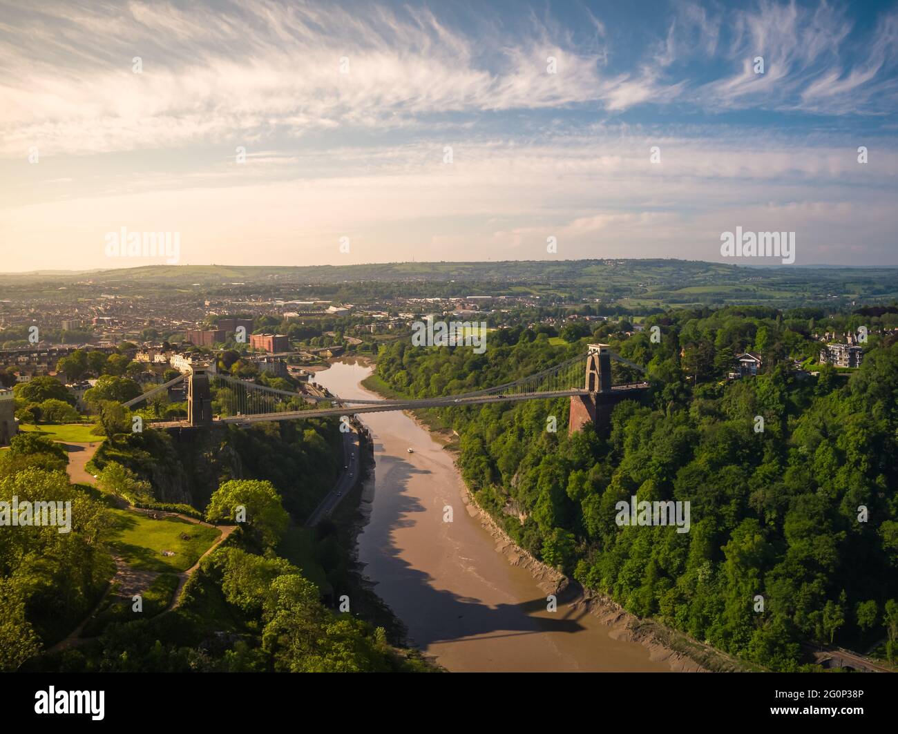 Aeriel drone view of Bristol famous Suspension bridge, clifton Stock ...