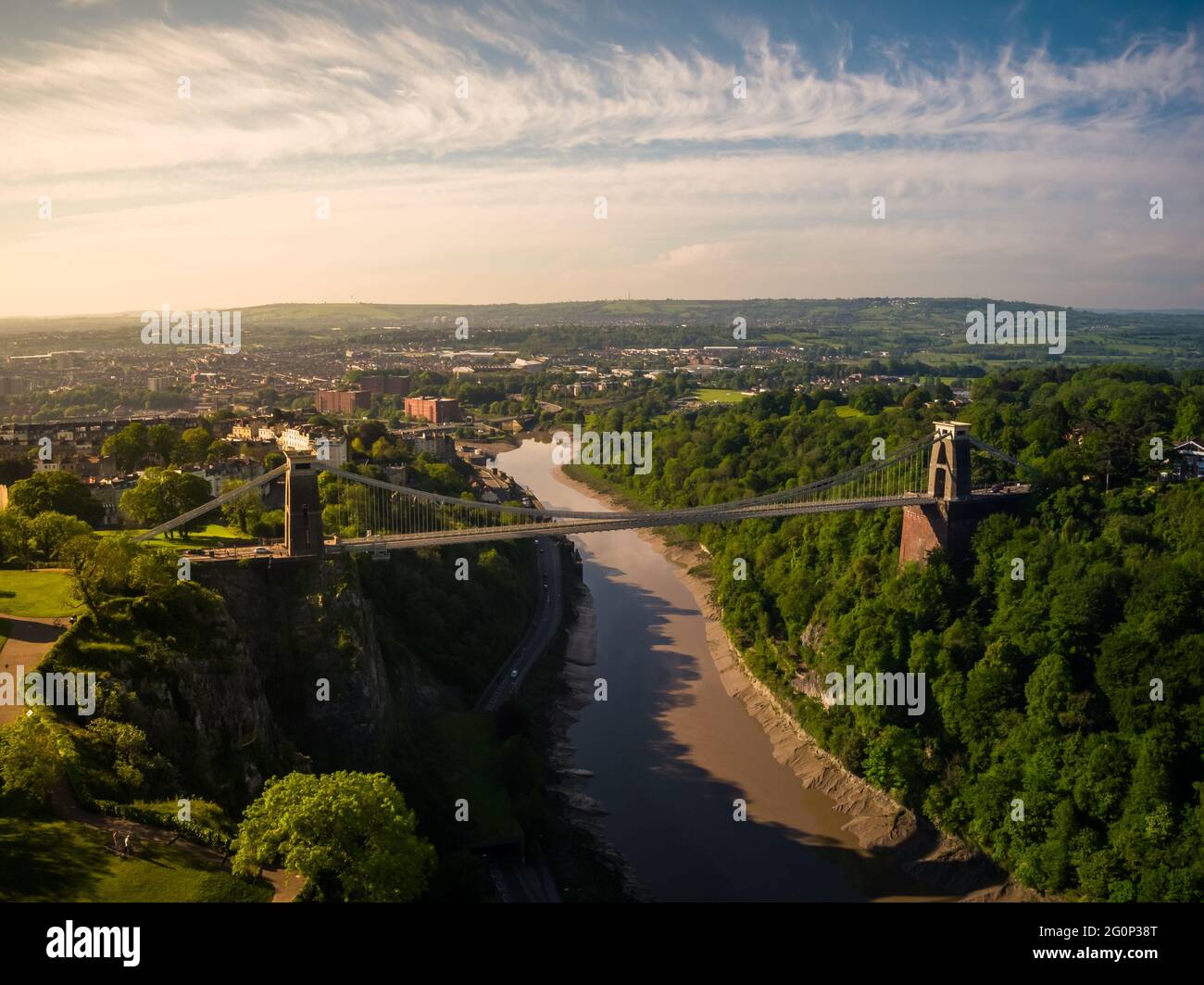 Aeriel drone view of Bristol famous Suspension bridge, clifton Stock ...