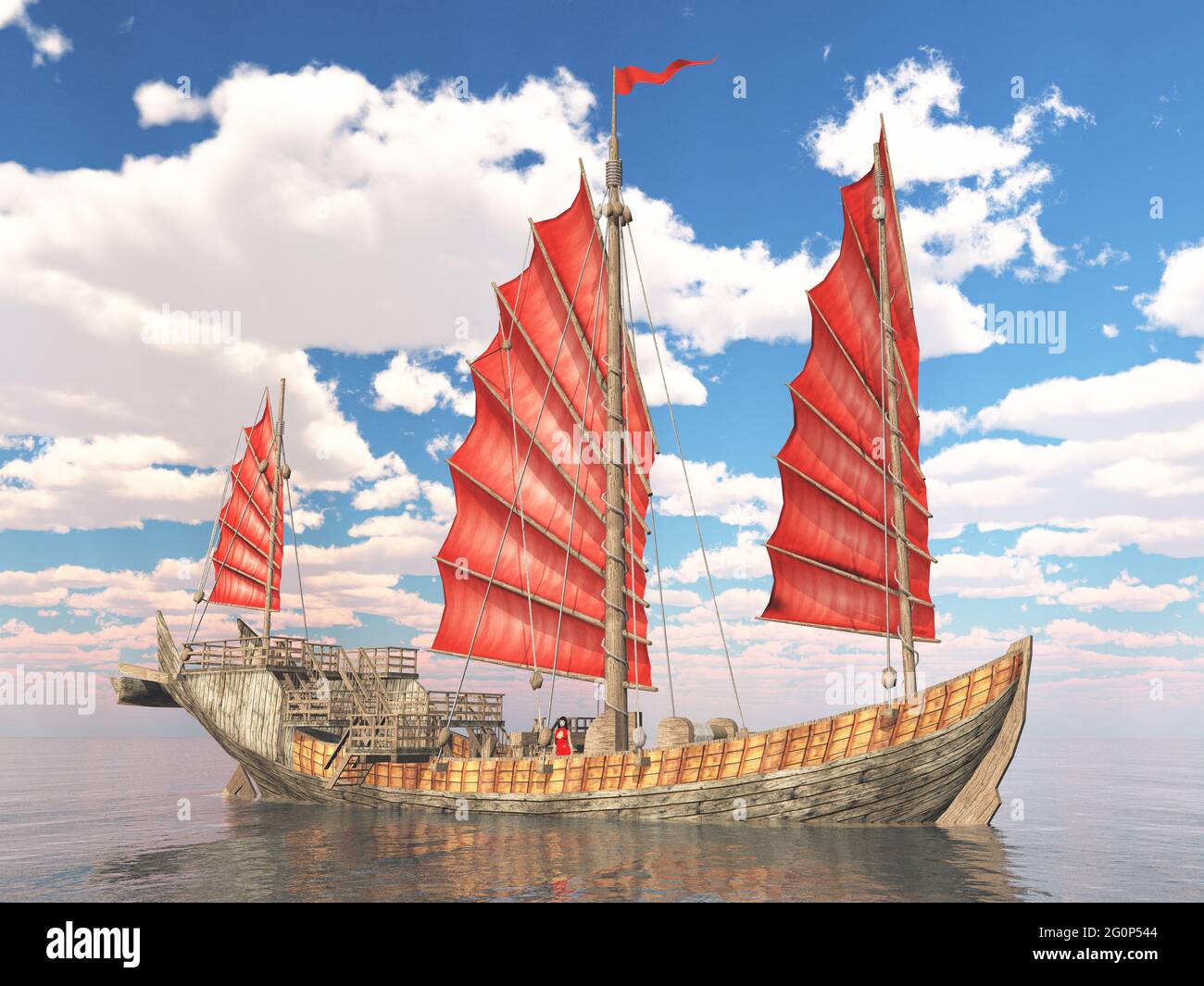 Chinese junk ship in the open sea Stock Photo - Alamy