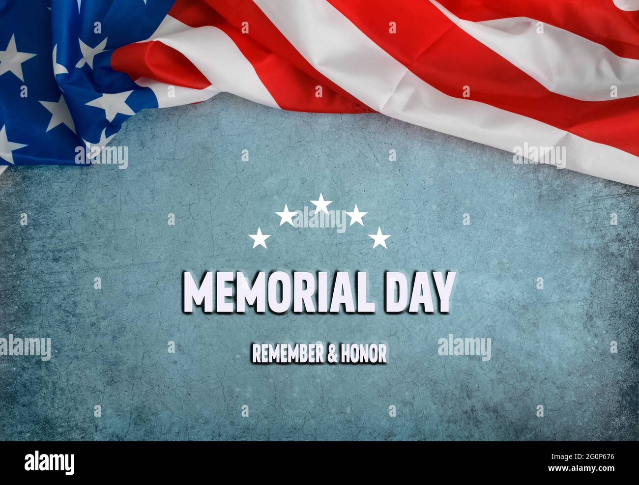 Flag Day. American Flag close up on blue background for Memorial Day or ...