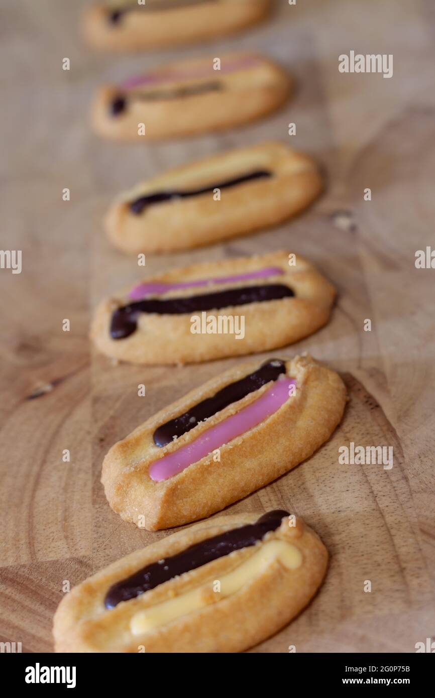 Vertical shot of homemade cookies with different creams Stock Photo - Alamy