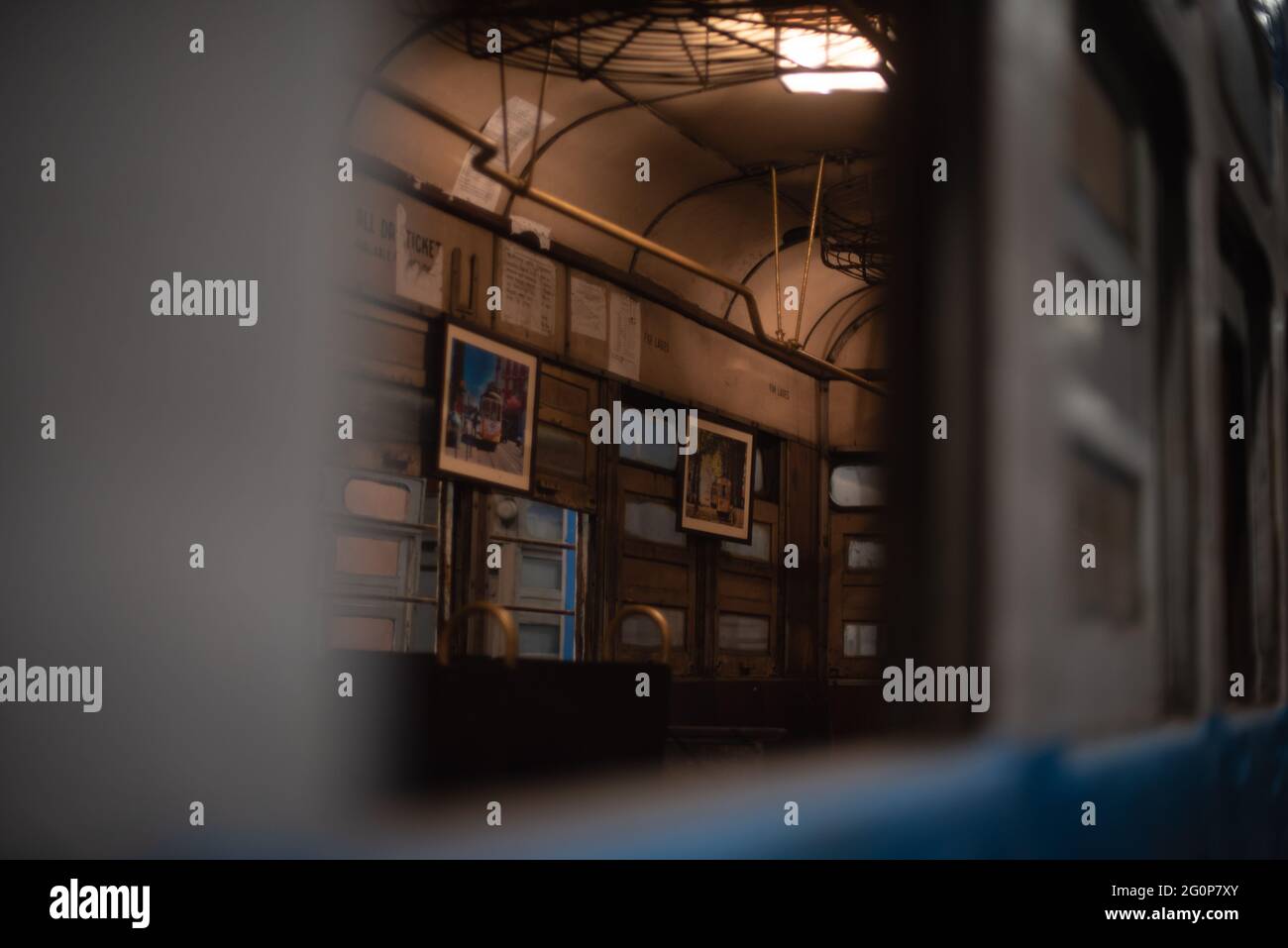 Interior of an old vintage bus Stock Photo - Alamy