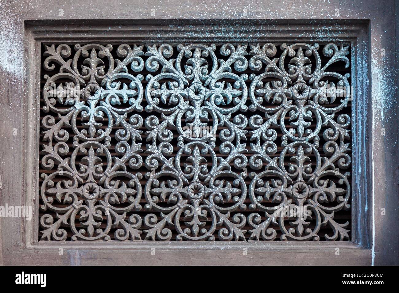 Metal grille with an ornate floral pattern Stock Photo - Alamy