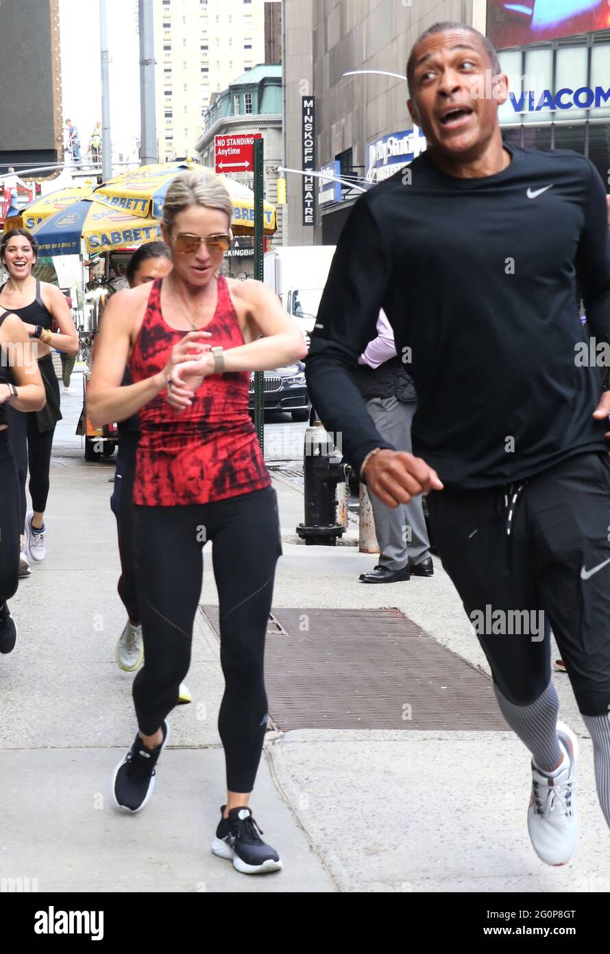 New York, NY, USA. 02nd June, 2021. Amy Robach, T.J. Holmes running to ...