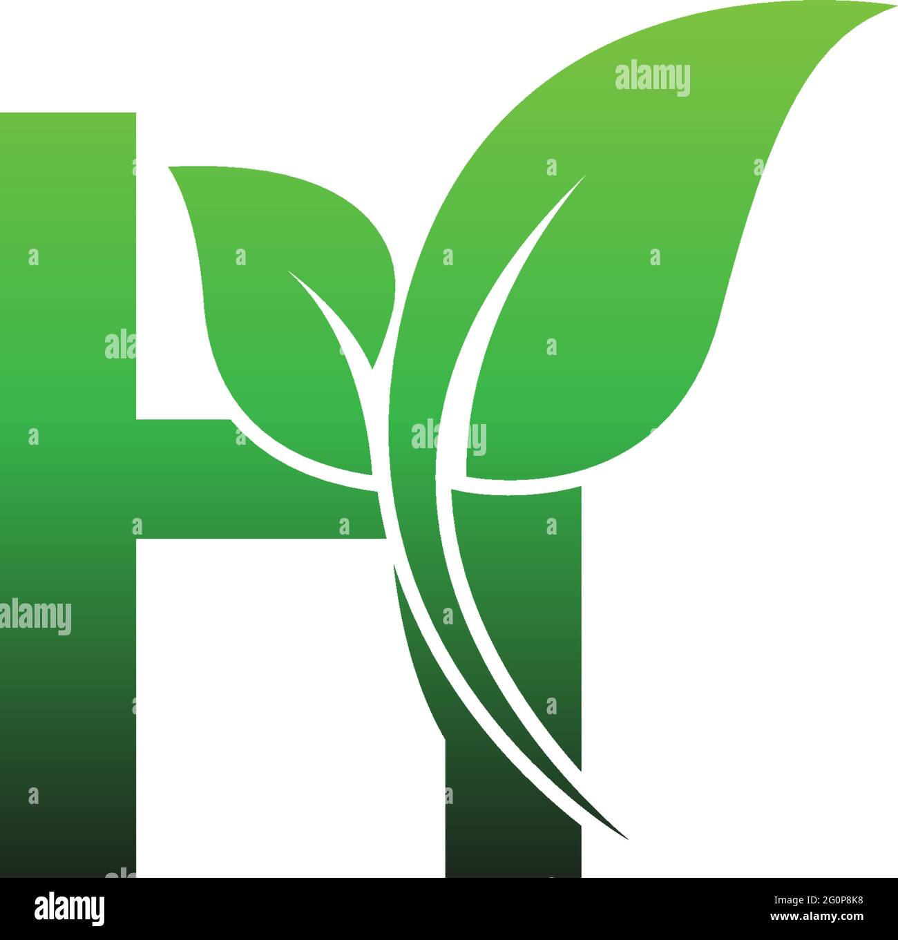 Letter H with green leafs icon logo design template illustration vector ...