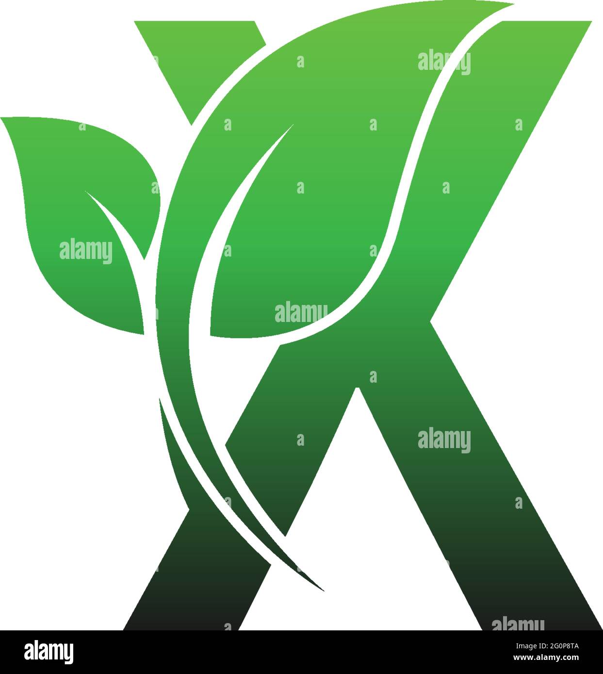 Letter X with green leafs icon logo design template illustration vector ...