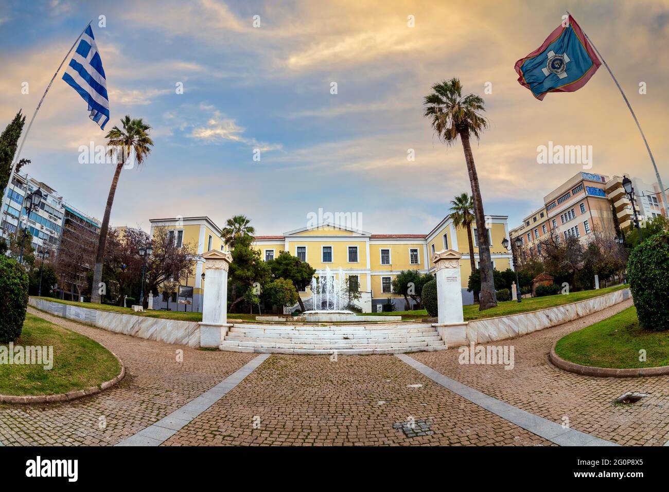 Panoramic view with greek flag hi-res stock photography and images - Alamy