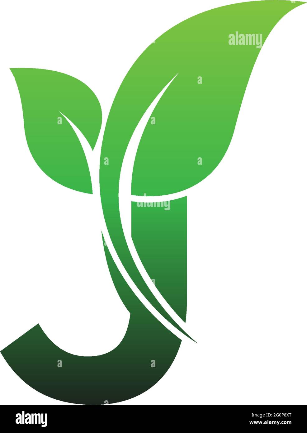 Letter J with green leafs icon logo design template illustration vector ...