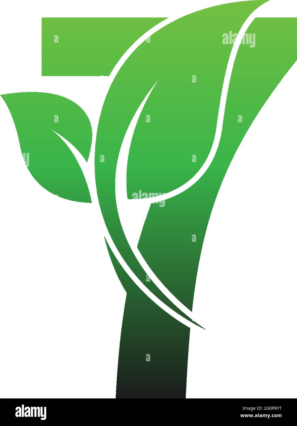 Number7 with green leafs icon logo design template illustration vector ...