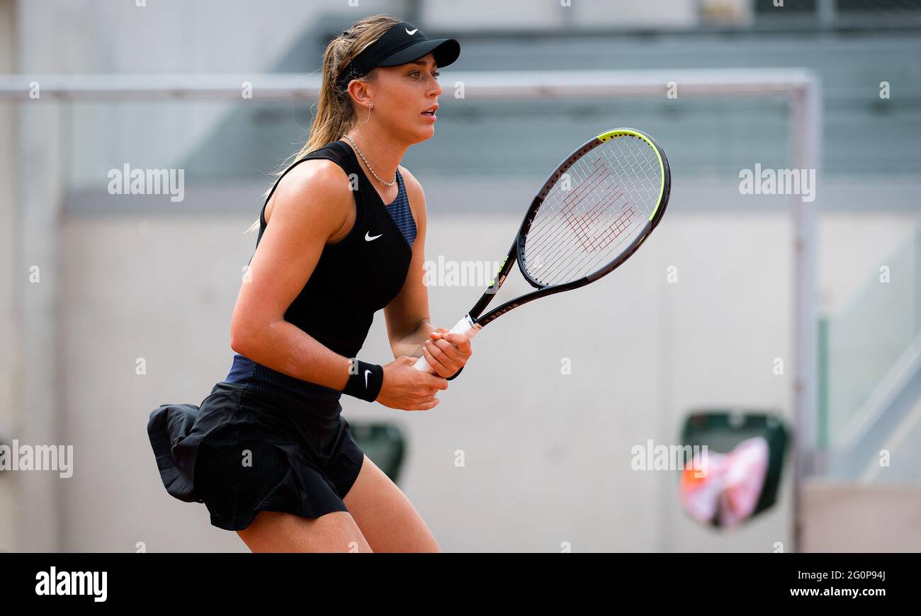 Paula Badosa of Spain in action during the second round at the Roland ...