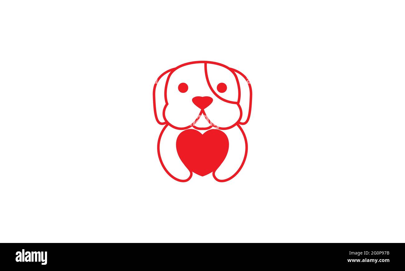 cute dog hug love logo symbol vector icon illustration graphic design ...